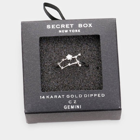 tropicalocean | Jewelry | Secret Box Ring Zodiac Sign Gemini Cz Cuff ...